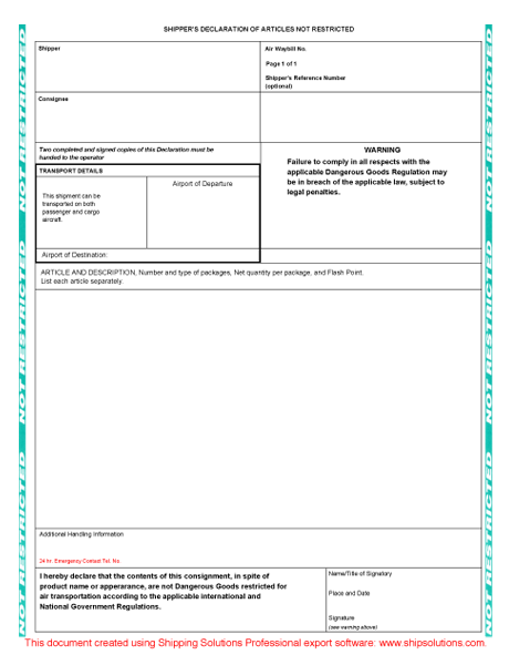 Non Dangerous Goods