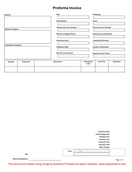 Download International Invoice Forms