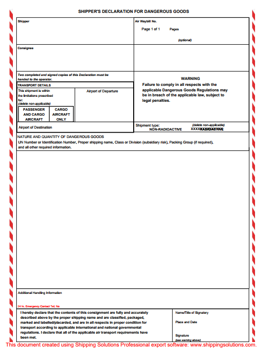 Dangerous Goods IATA without Columns