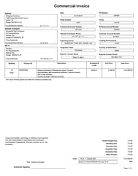 Commercial Invoice Sample