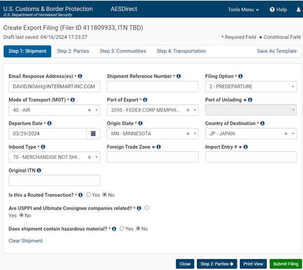 Filing Your Export Shipment through the Automated Export System (AES)