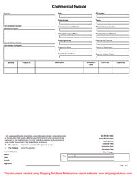 Commercial Invoice for Exports to Israel